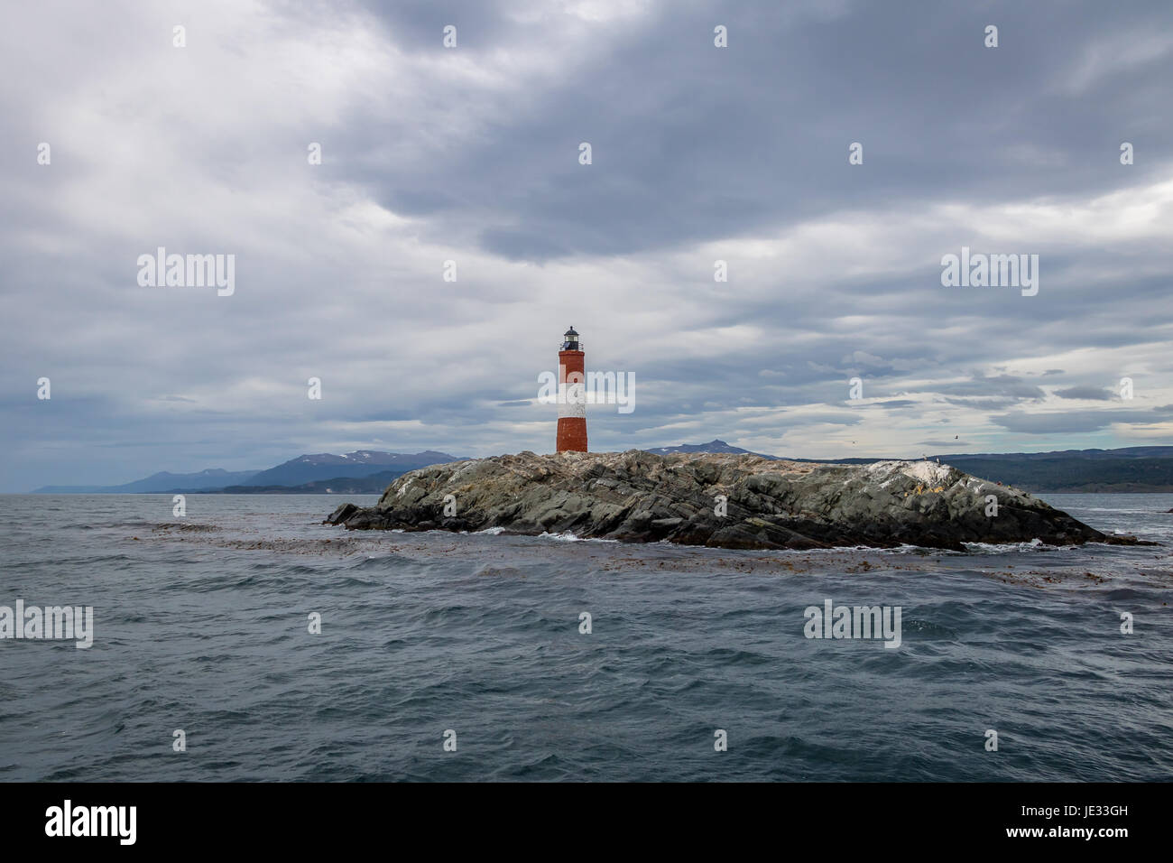 Les Eclaireurs Red and white lighthouse - Beagle Channel, Ushuaia ...