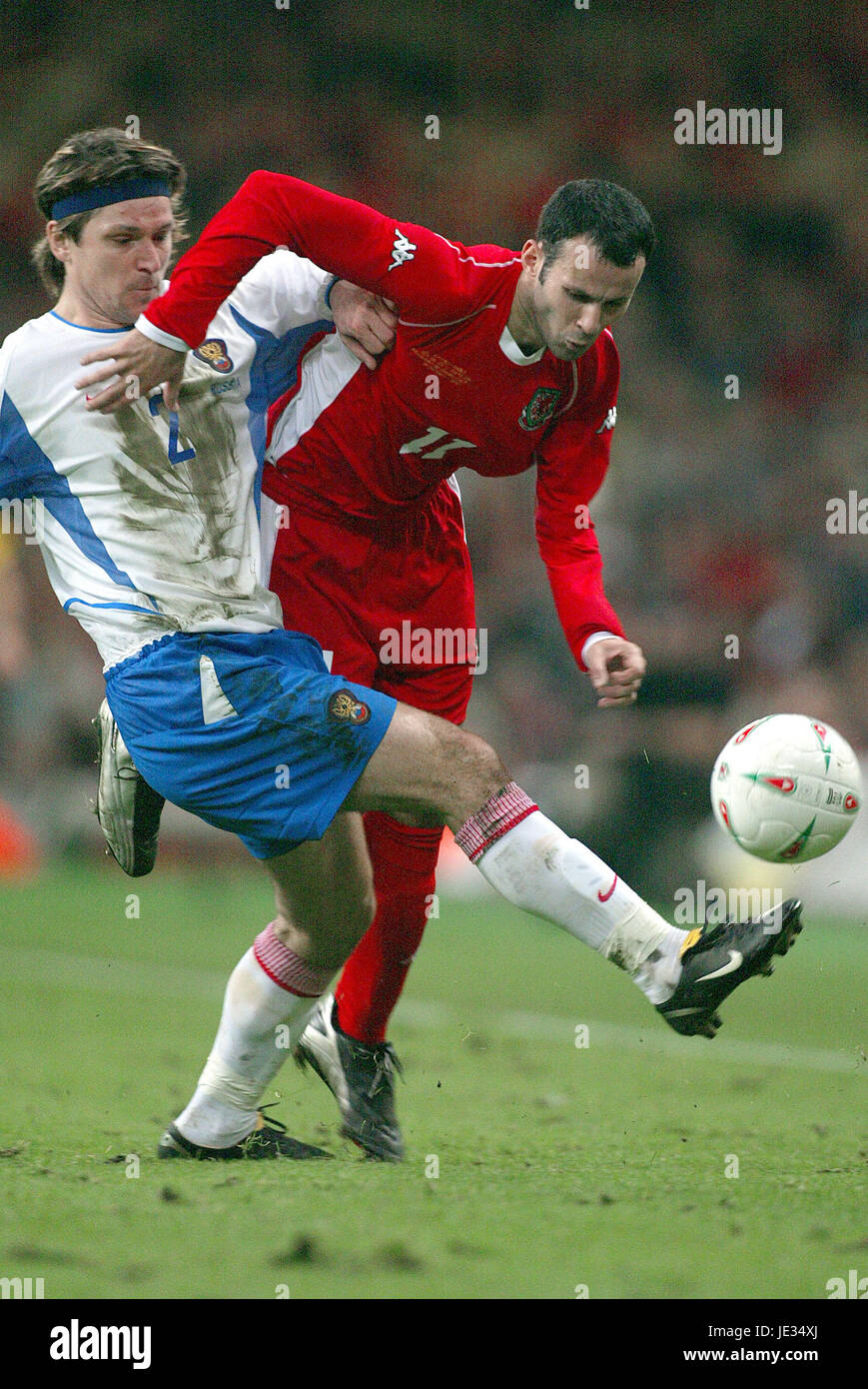 RYAN GIGGS & VADIM EVSEEV WALES V RUSSIA MILLENIUM STADIUM CARDIFF ...