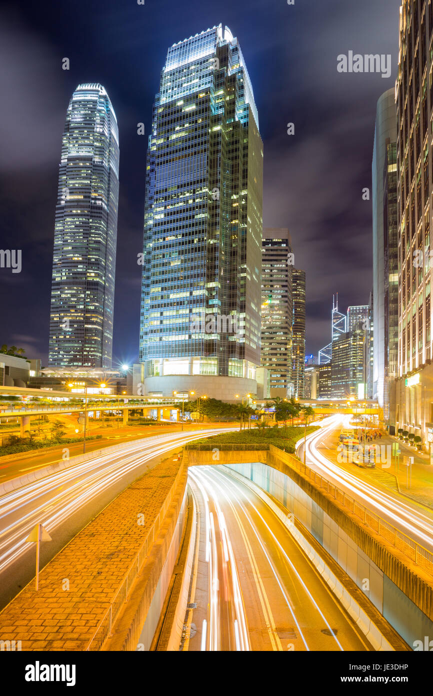 Hong Kong Central Skyline at night Stock Photo - Alamy