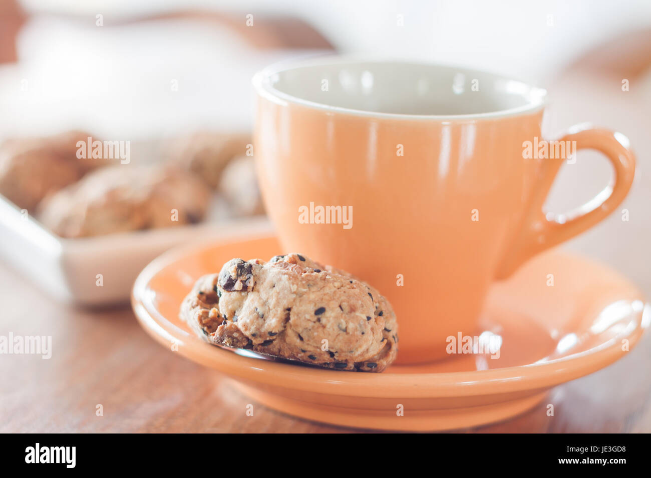 Coffee break with cereal cookies, stock photo Stock Photo - Alamy