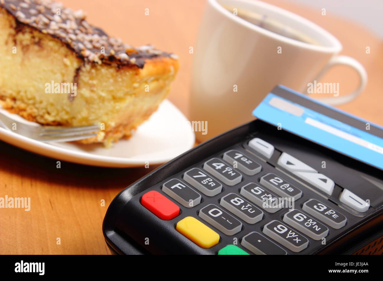 Use payment terminal with contactless credit card with NFC technology ...