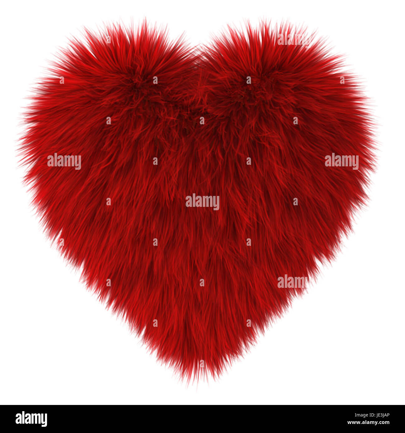 Red fur heart. 3d illustration on white background Stock Photo - Alamy