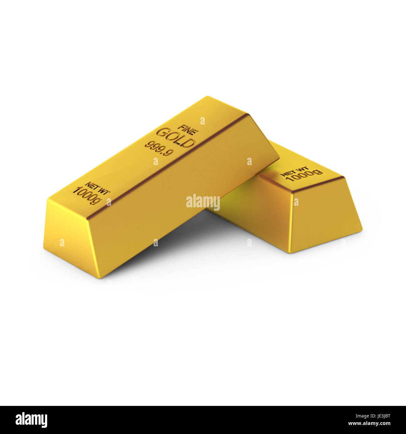 3d render of two gold bars Stock Photo - Alamy