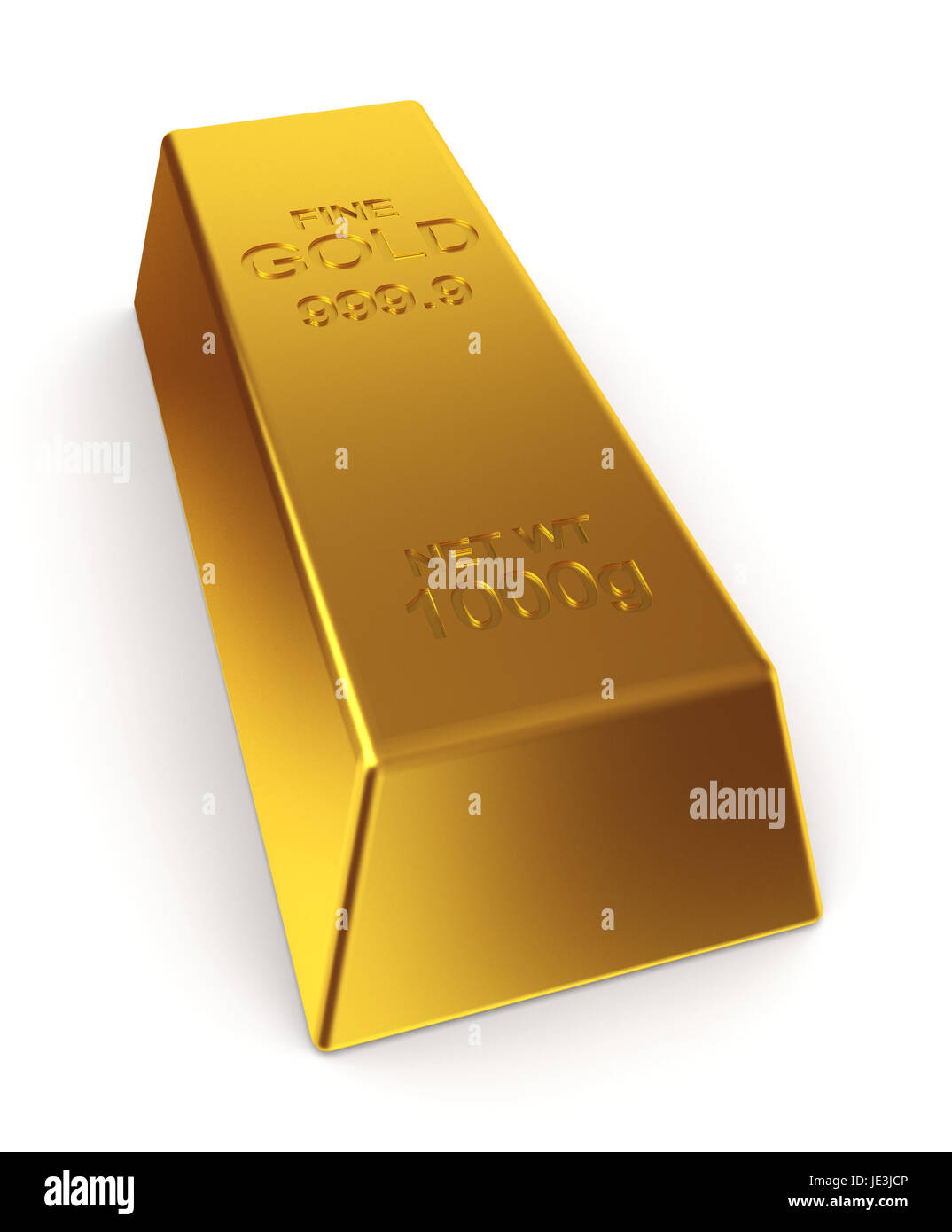 Gold ingot. 3d illustration on white background Stock Photo - Alamy