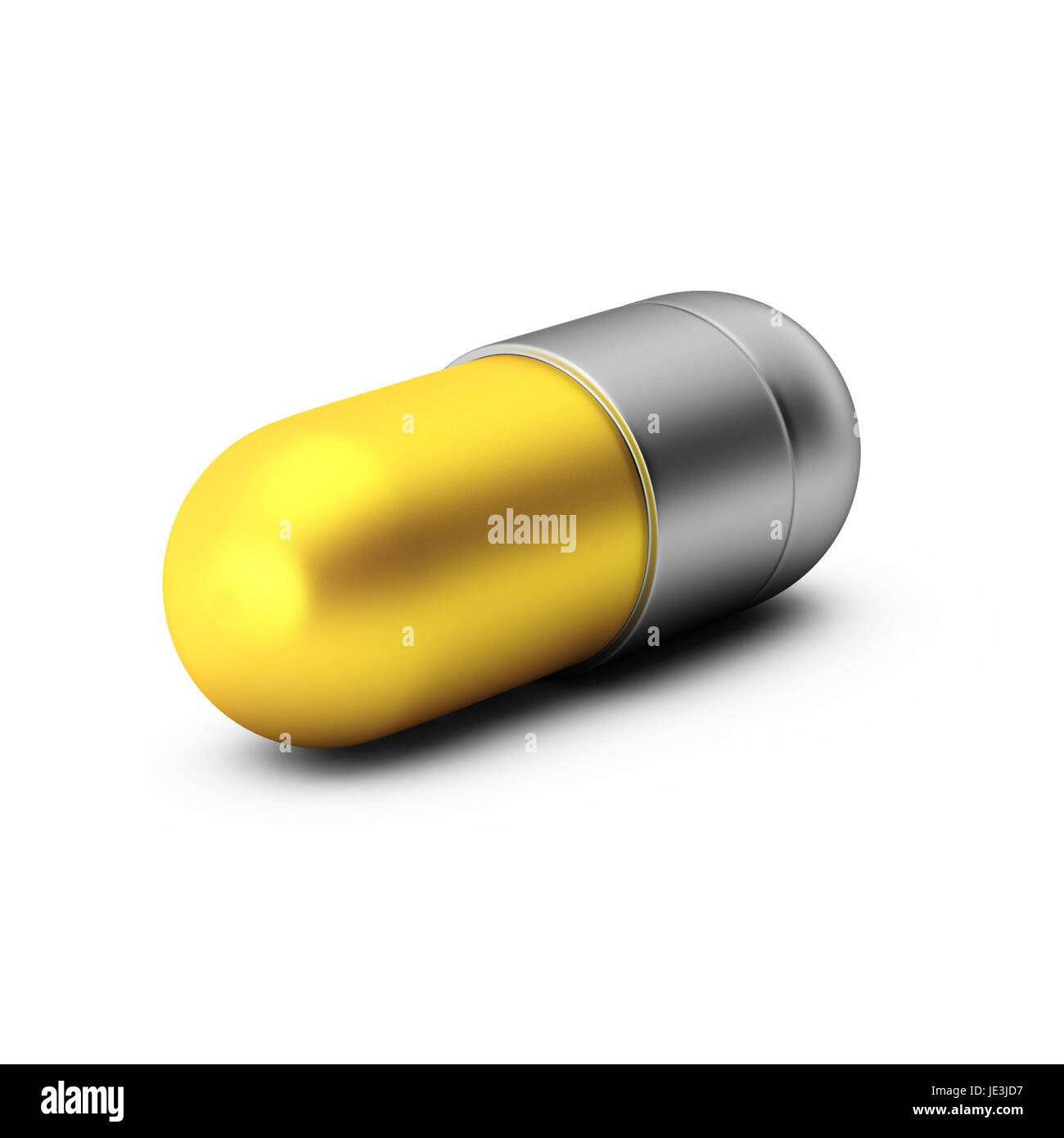 3d render of gold and silver pill on white background Stock Photo - Alamy