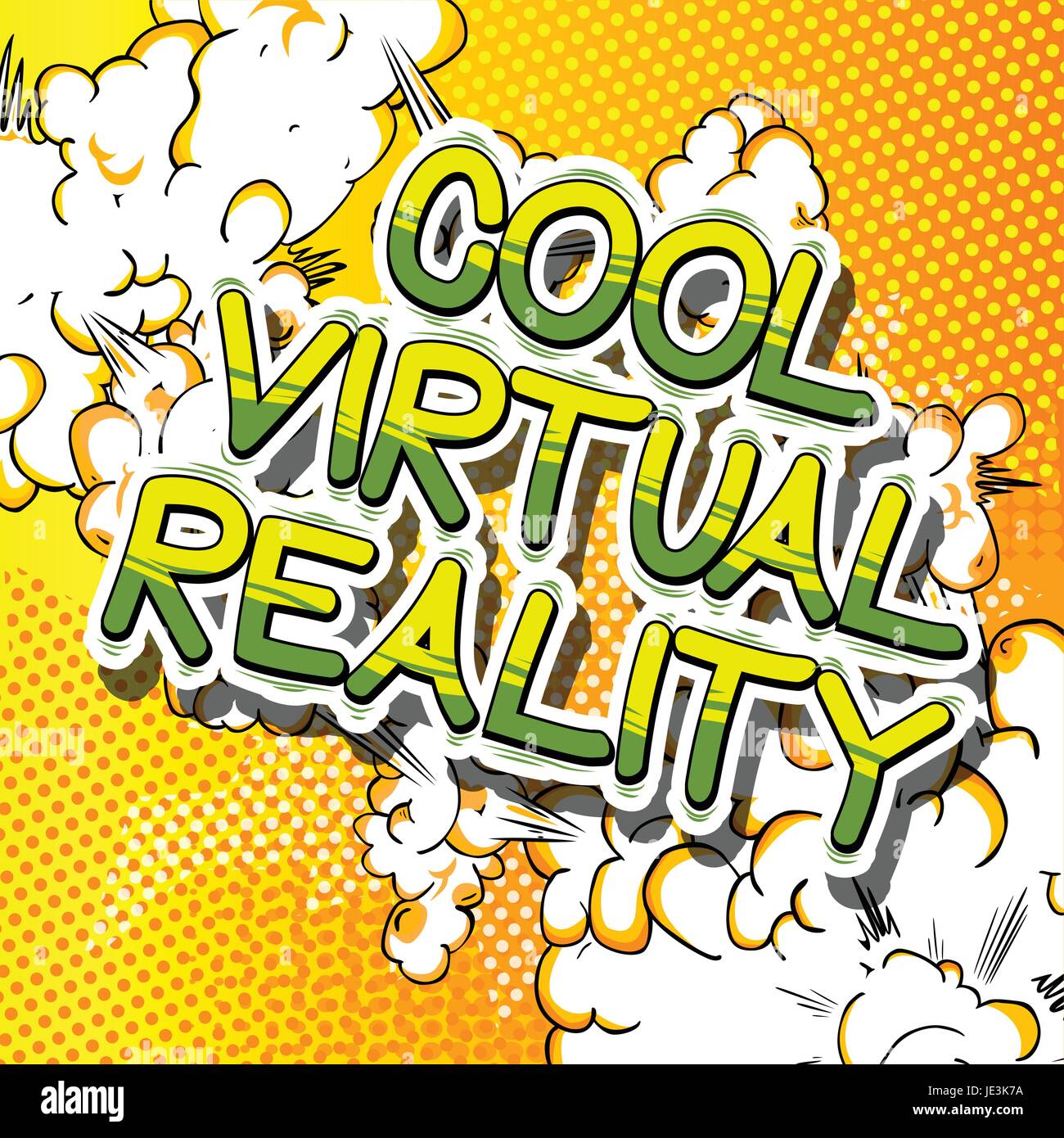 Cool Virtual Reality - Comic book style word on abstract background ...