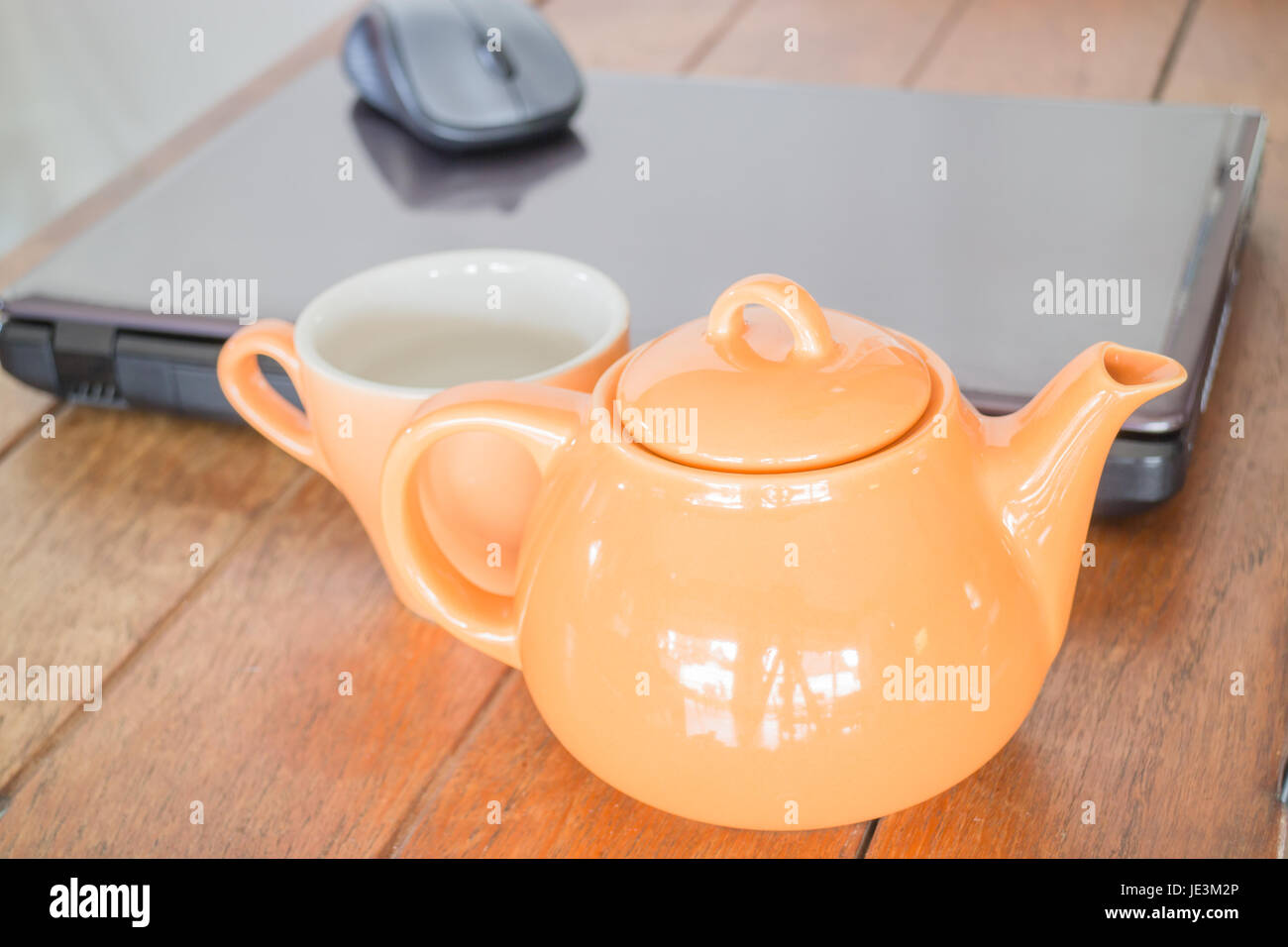 Tea time break in workplace, stock photo Stock Photo - Alamy