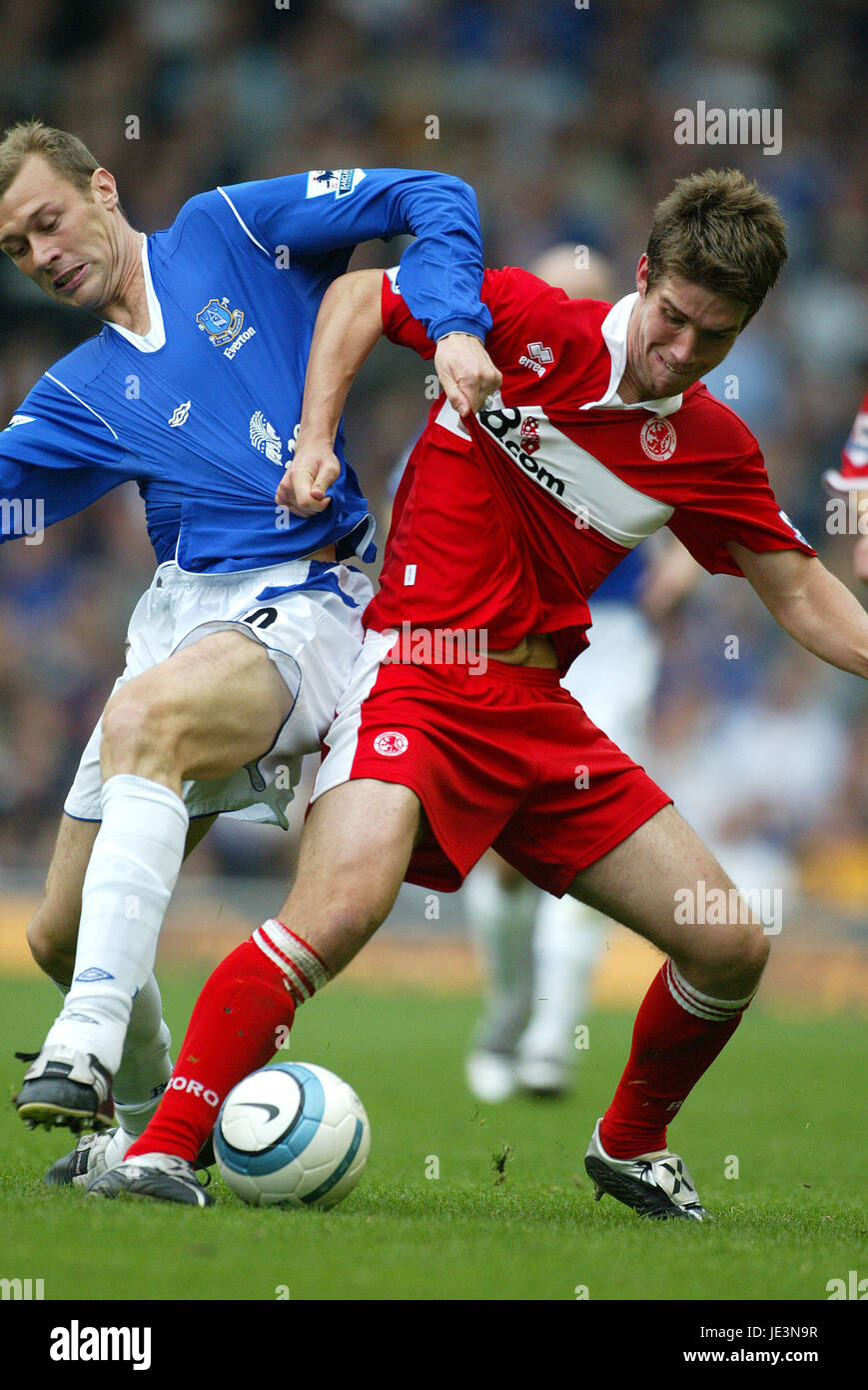 DUNCAN FERGUSON CHRIS RIGGOTT EVERTON V MIDDLESBROUGH GOODISON PARK ...