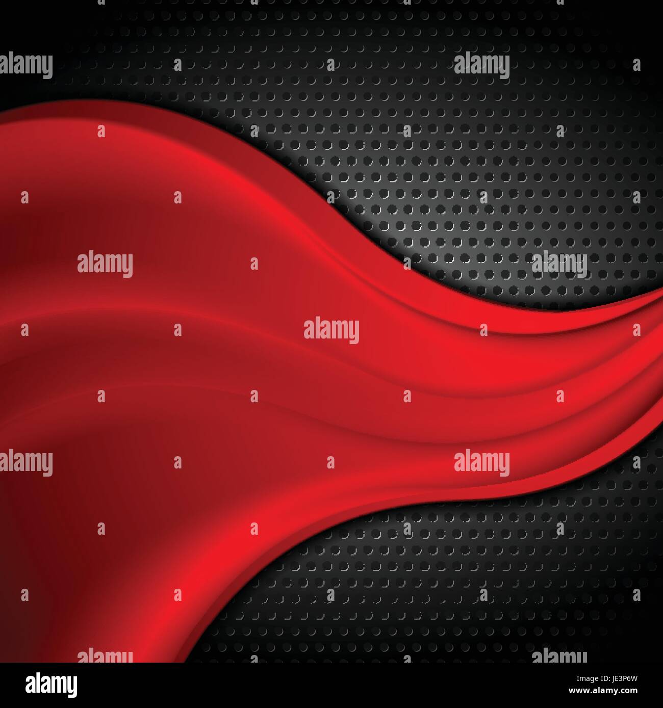 Soft red waves on metal perforated background. Vector tech graphic ...