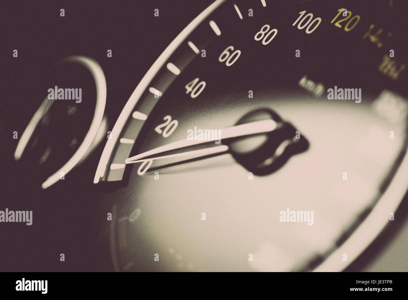 Close up shot of a speedometer in a car Stock Photo - Alamy