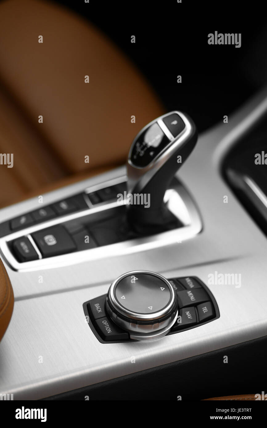 Detail of some black buttons in a car Stock Photo - Alamy