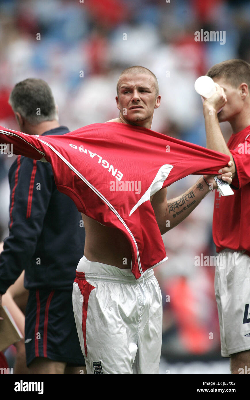 DAVID BECKHAM WITH TATTOOS ENGLAND & REAL MADRID CF CITY OF MANCHESTER ...