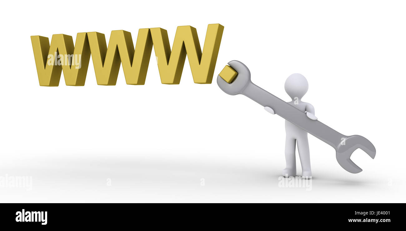 3d person with wrench is configuring WWW letters Stock Photo - Alamy