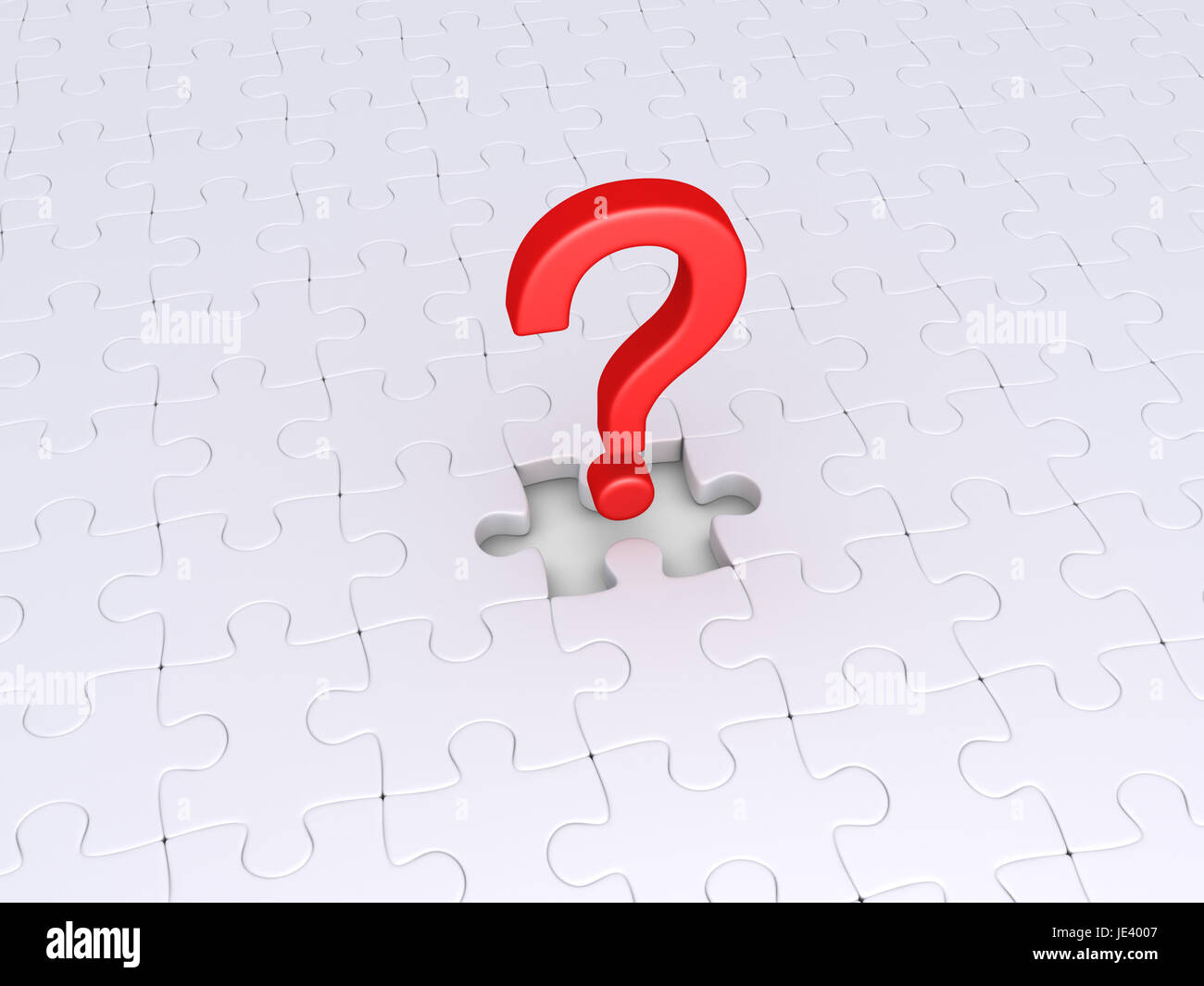 Puzzle pieces but one is missing and question mark Stock Photo - Alamy