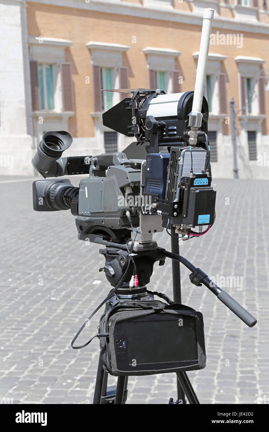 TV news camera with portable microwave link Stock Photo - Alamy