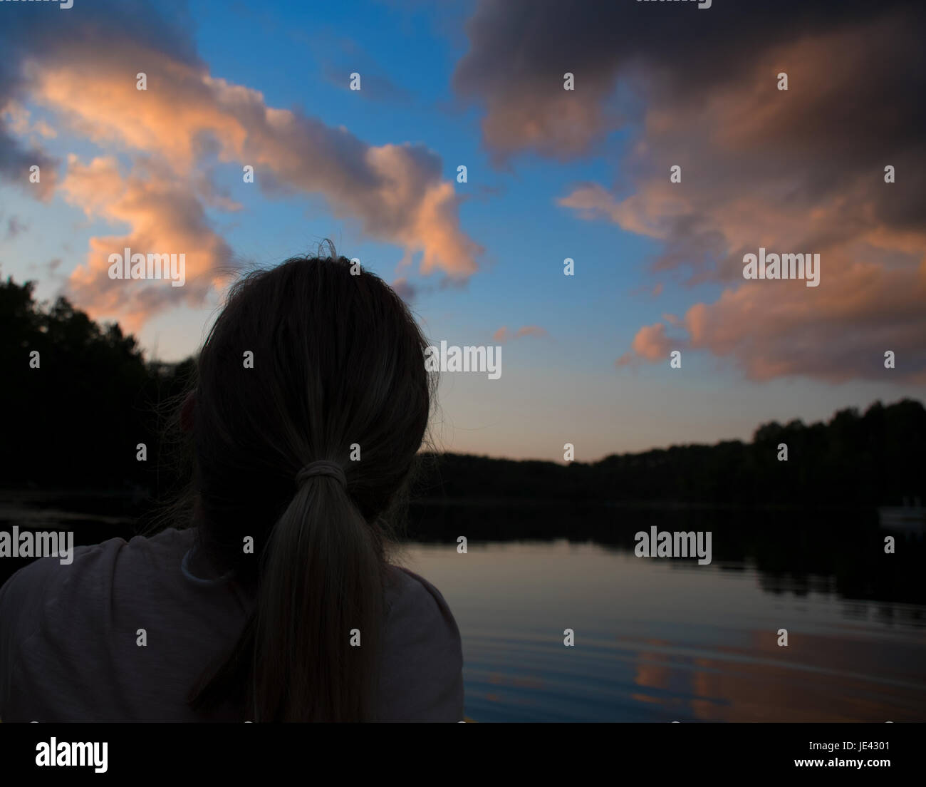 Sunset on a Lake Stock Photo - Alamy