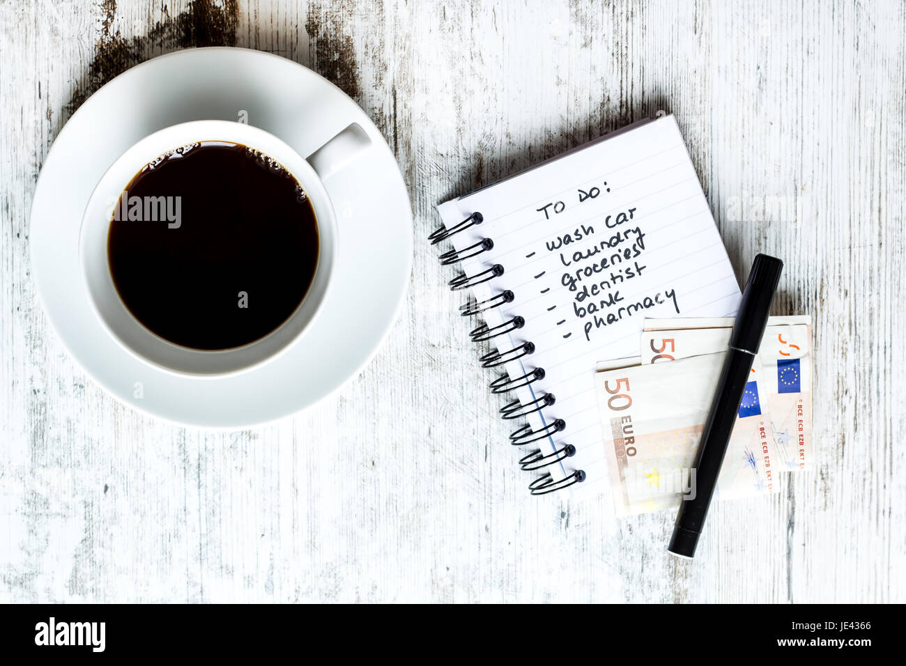 To do list meanwhile having a coffee Stock Photo - Alamy