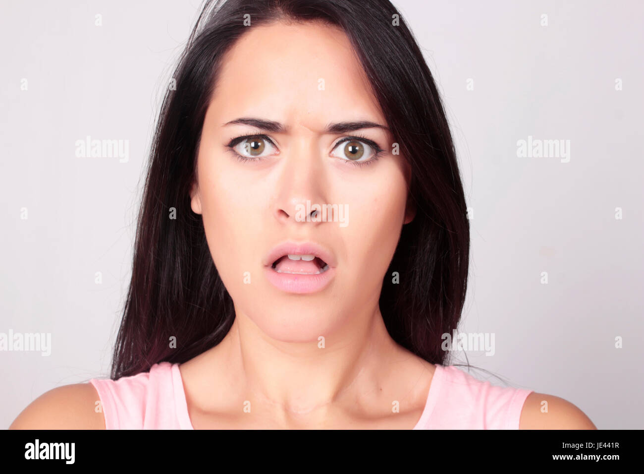 Surprised and confused young woman. Caucasian woman with confused ... Surprised and confused young woman. Caucasian woman with confused ...