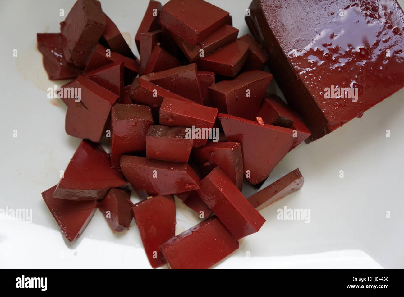 Coagulated pig's blood cake Stock Photo - Alamy