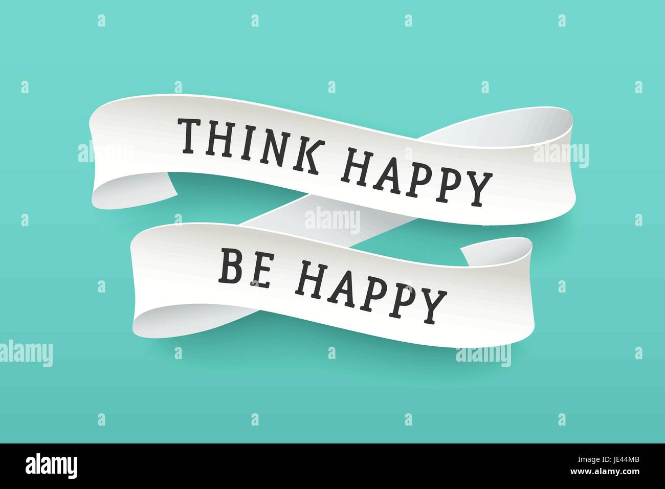Paper ribbon with text Think Happy Be Happy = Stock Vector Image & Art ...