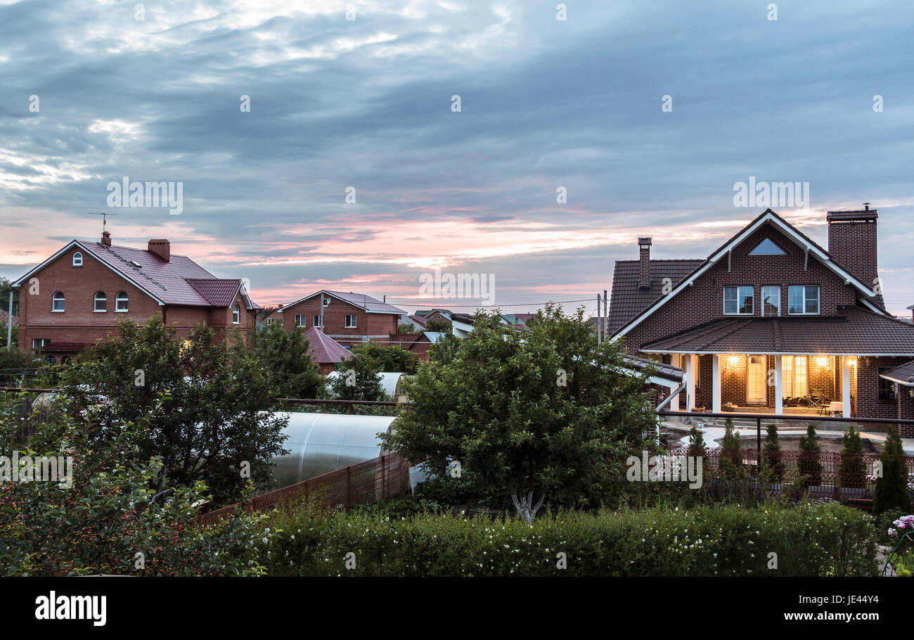 The view from the window of a private house in the village in the ...