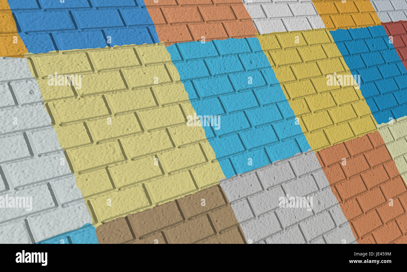 one brick wall with many colors (3d render Stock Photo - Alamy