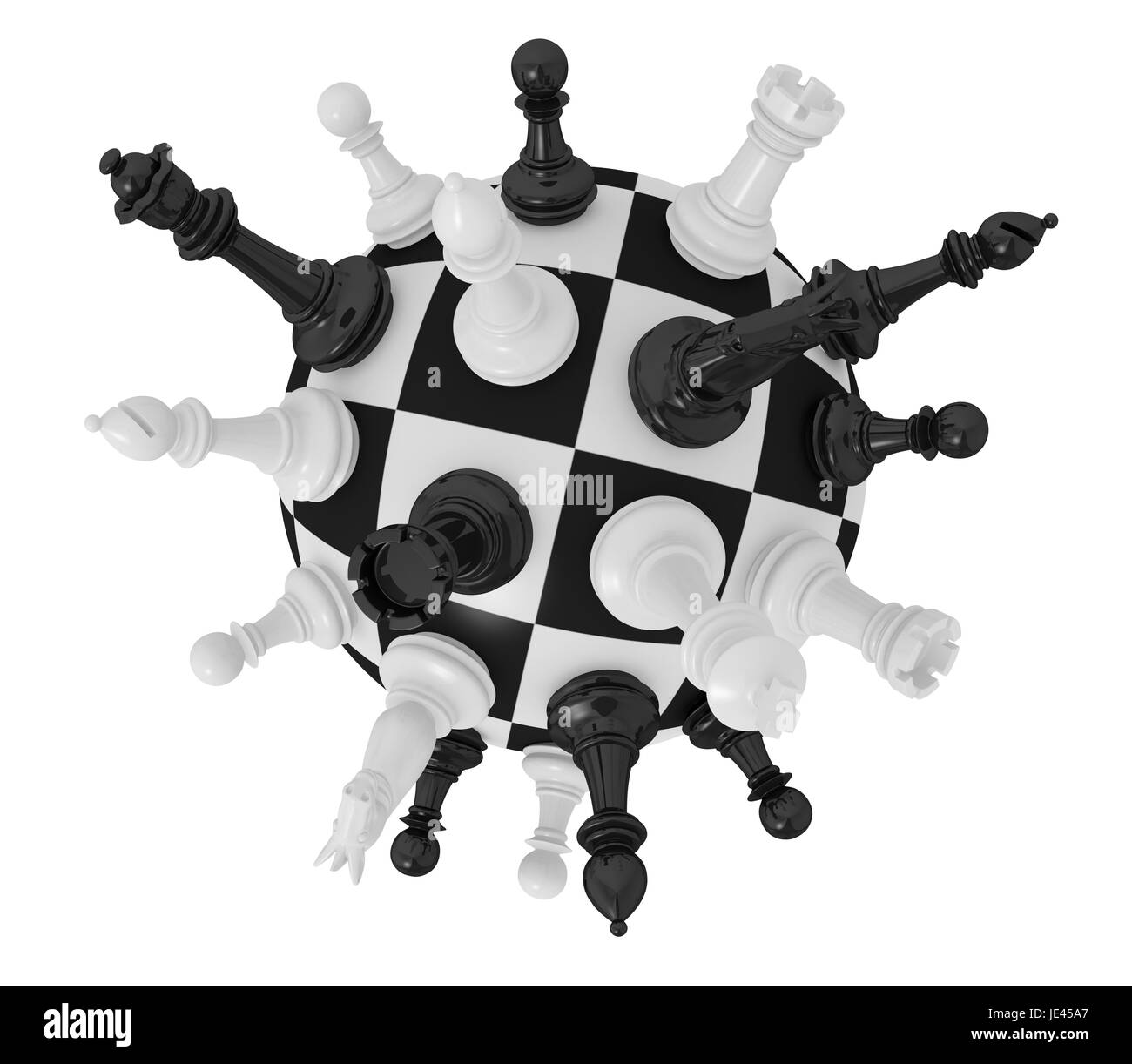spherical chess board with some pieces (3d render Stock Photo - Alamy