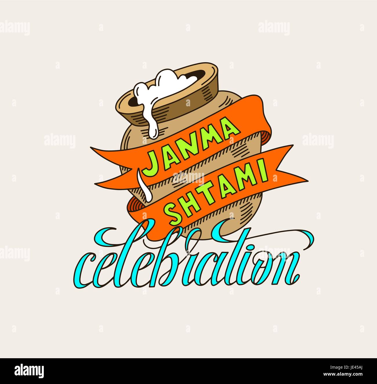 Happy janmashtami label design hi-res stock photography and images - Alamy