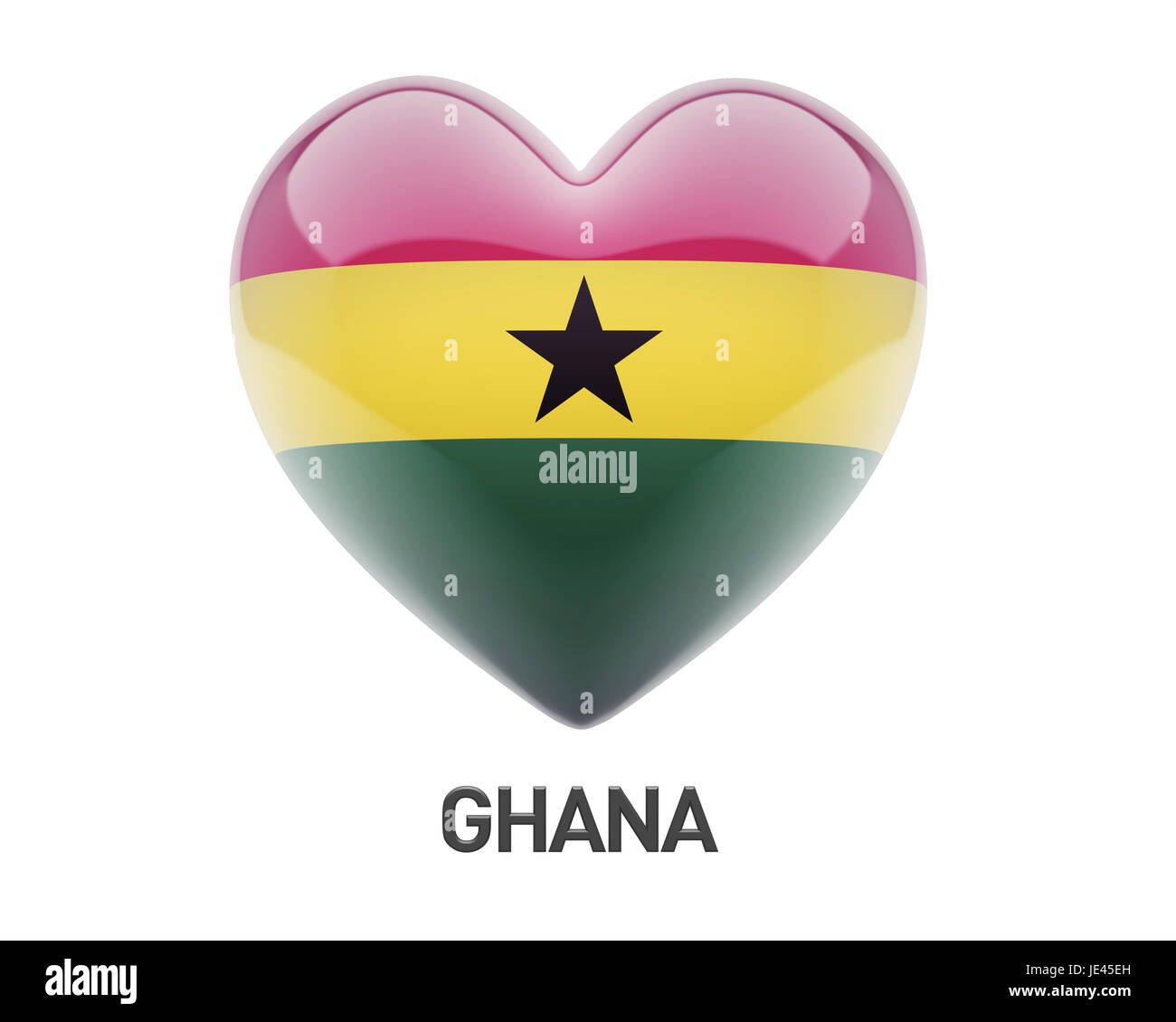 Ghana Flag Heart Icon isolated on white background Stock Photo - Alamy