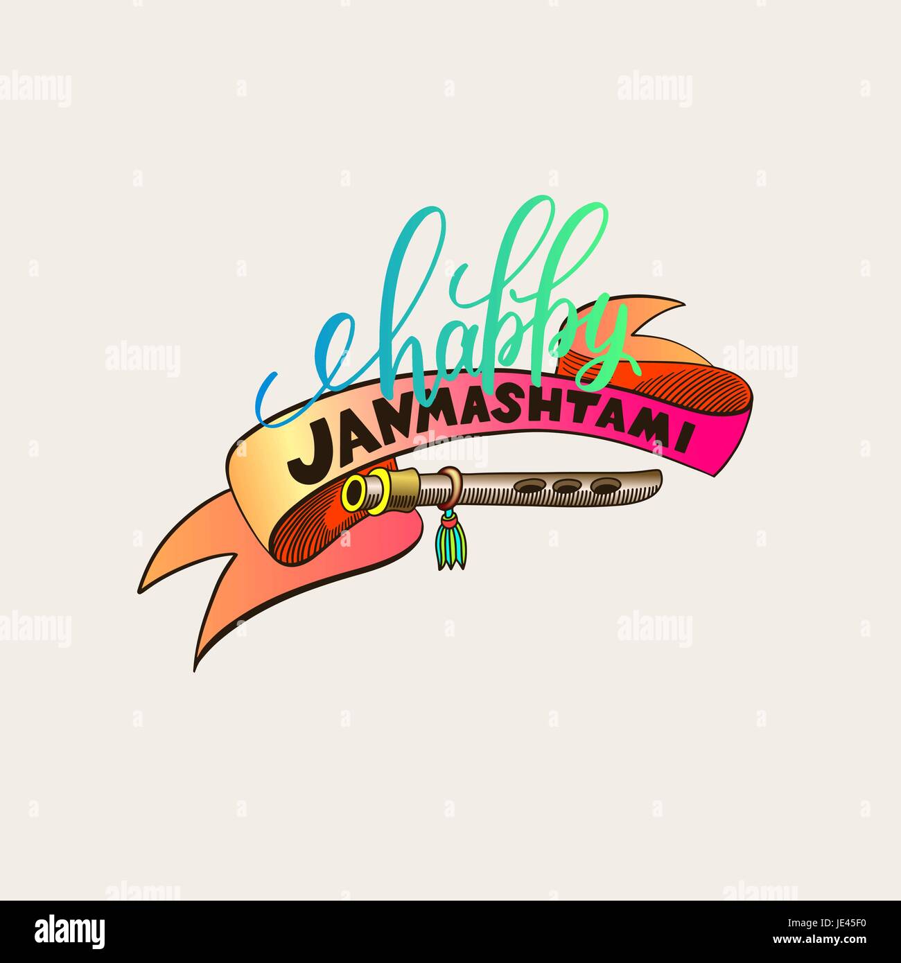 Happy janmashtami hand lettering inscription logo design Stock Vector ...