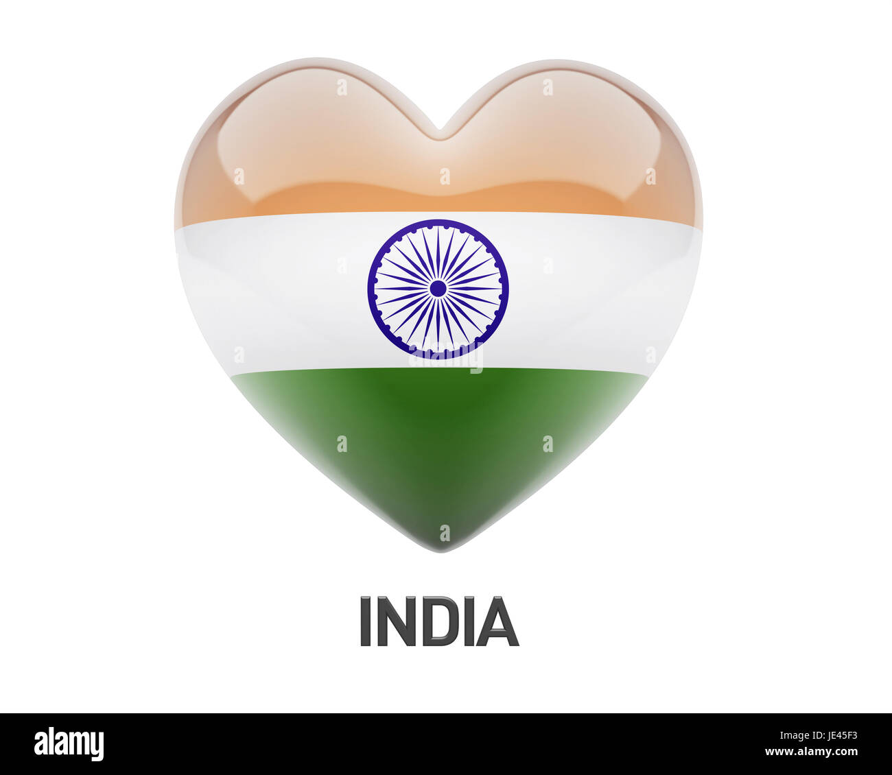 India Flag Heart Icon isolated on white background Stock Photo - Alamy