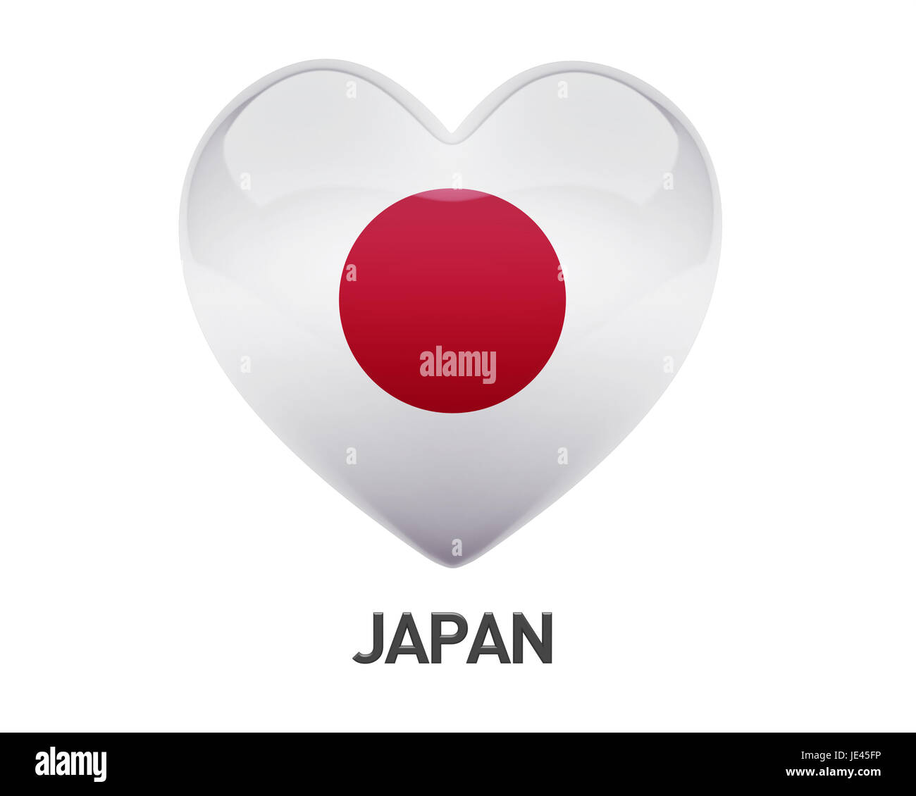 Japan Flag Heart Icon isolated on white background Stock Photo - Alamy