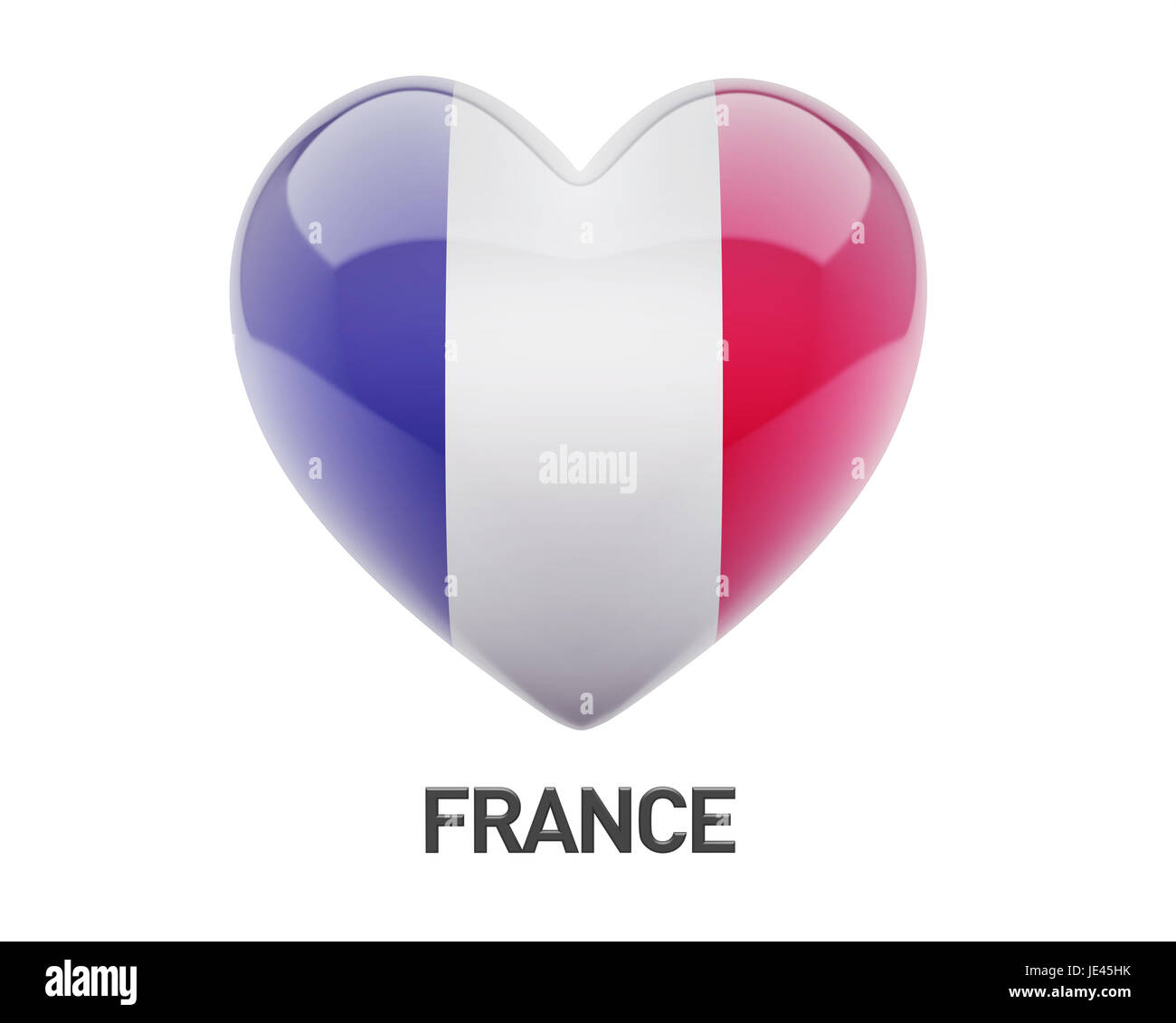 France Flag Heart Icon isolated on white background Stock Photo - Alamy