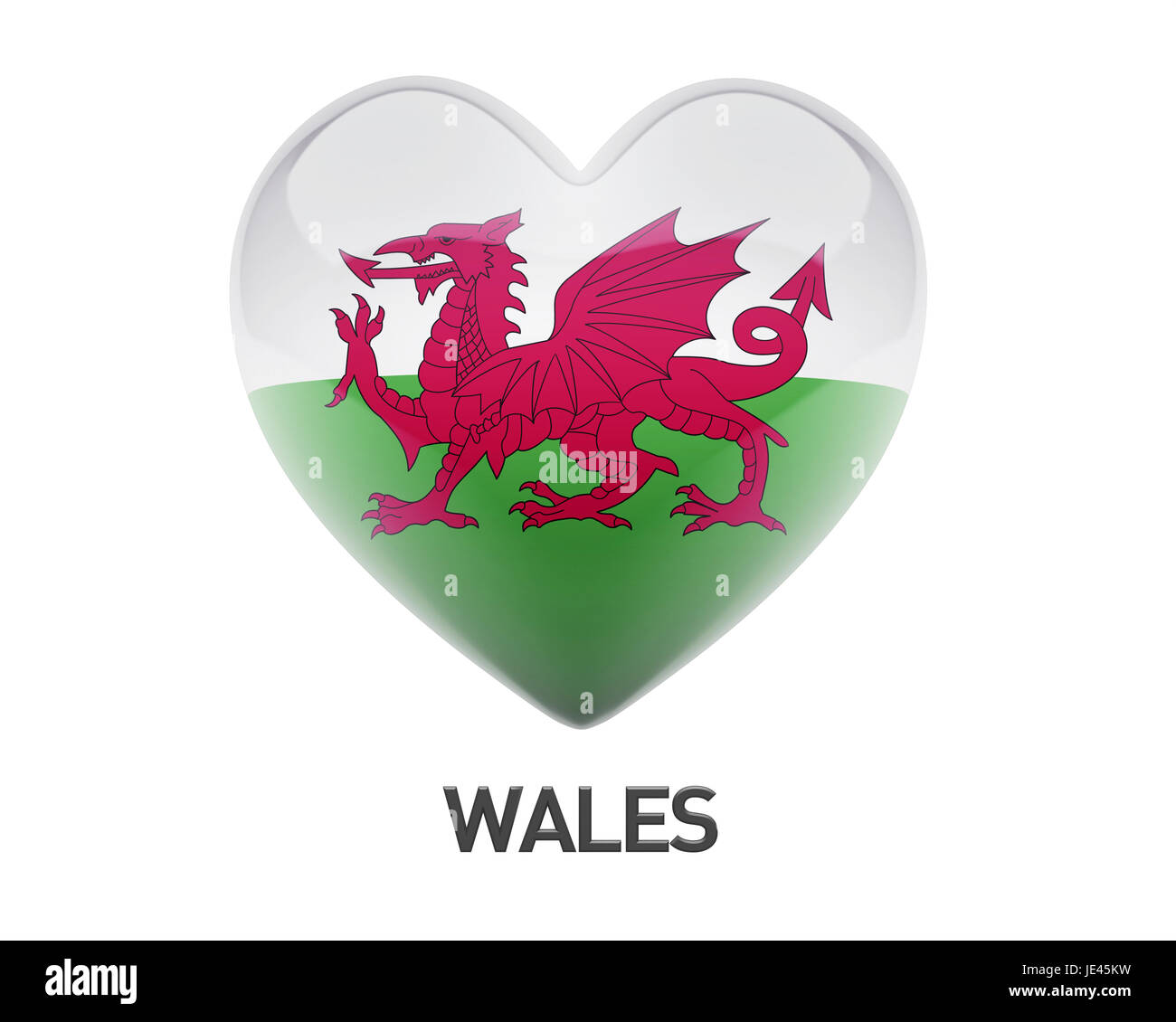 Wales Flag Heart Icon isolated on white background Stock Photo - Alamy