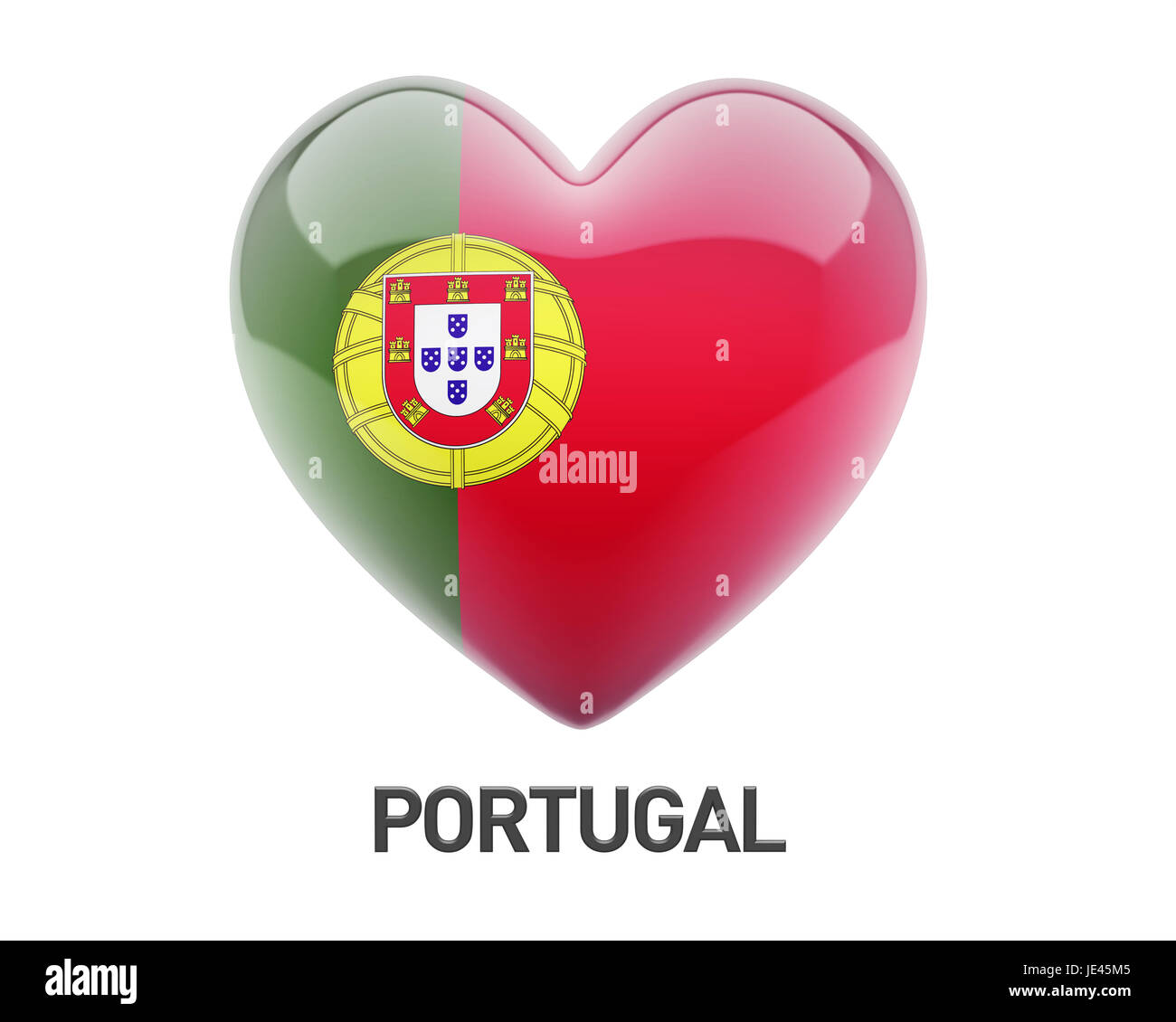 Portugal Flag Heart Icon isolated on white background Stock Photo - Alamy