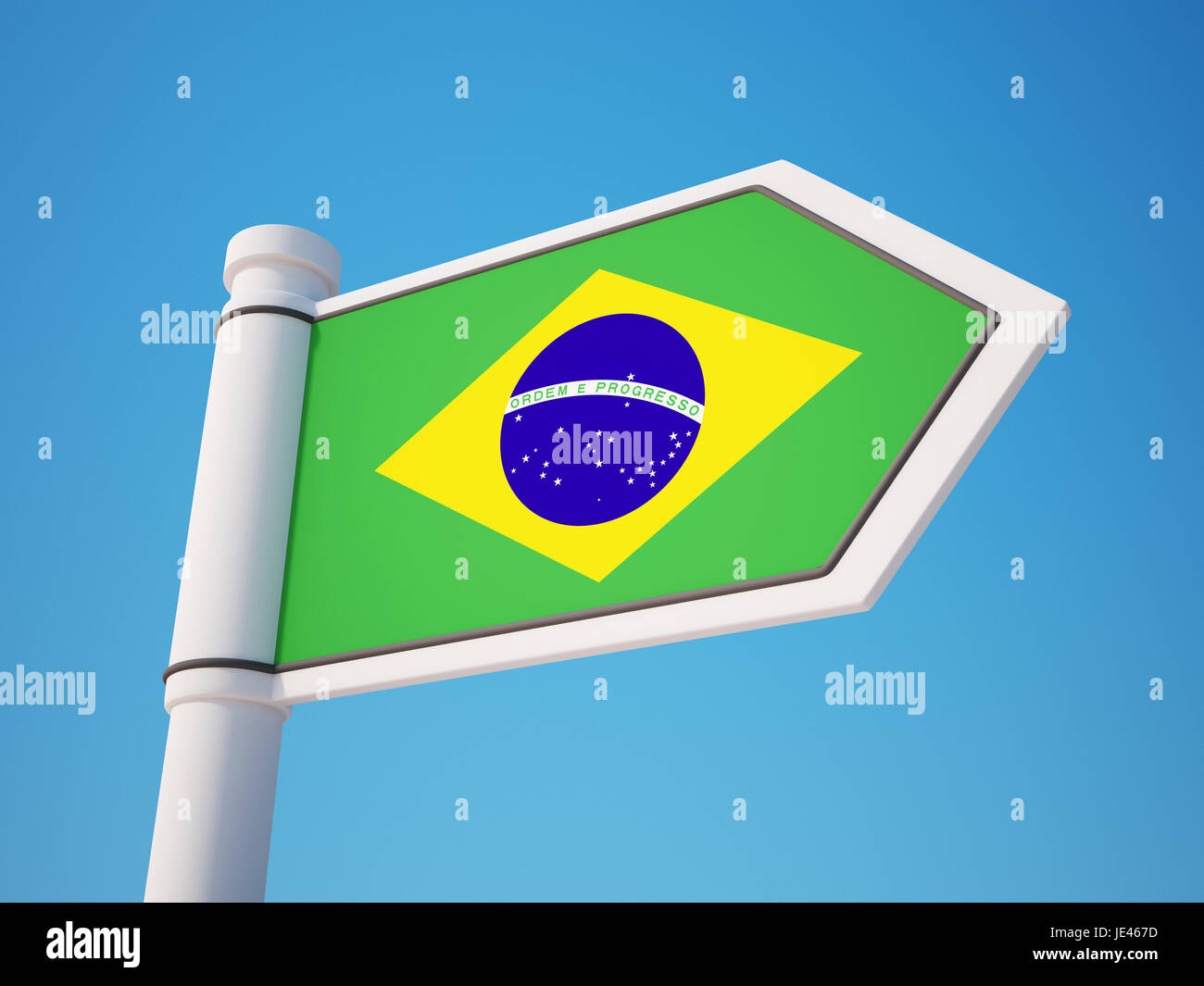 Brazil Flag Sign isolated on sky Stock Photo - Alamy