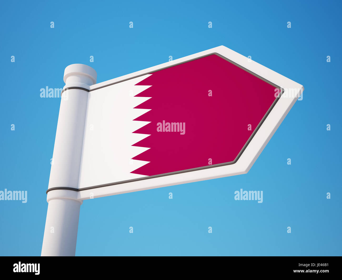Qatar Flag Sign isolated on sky Stock Photo - Alamy