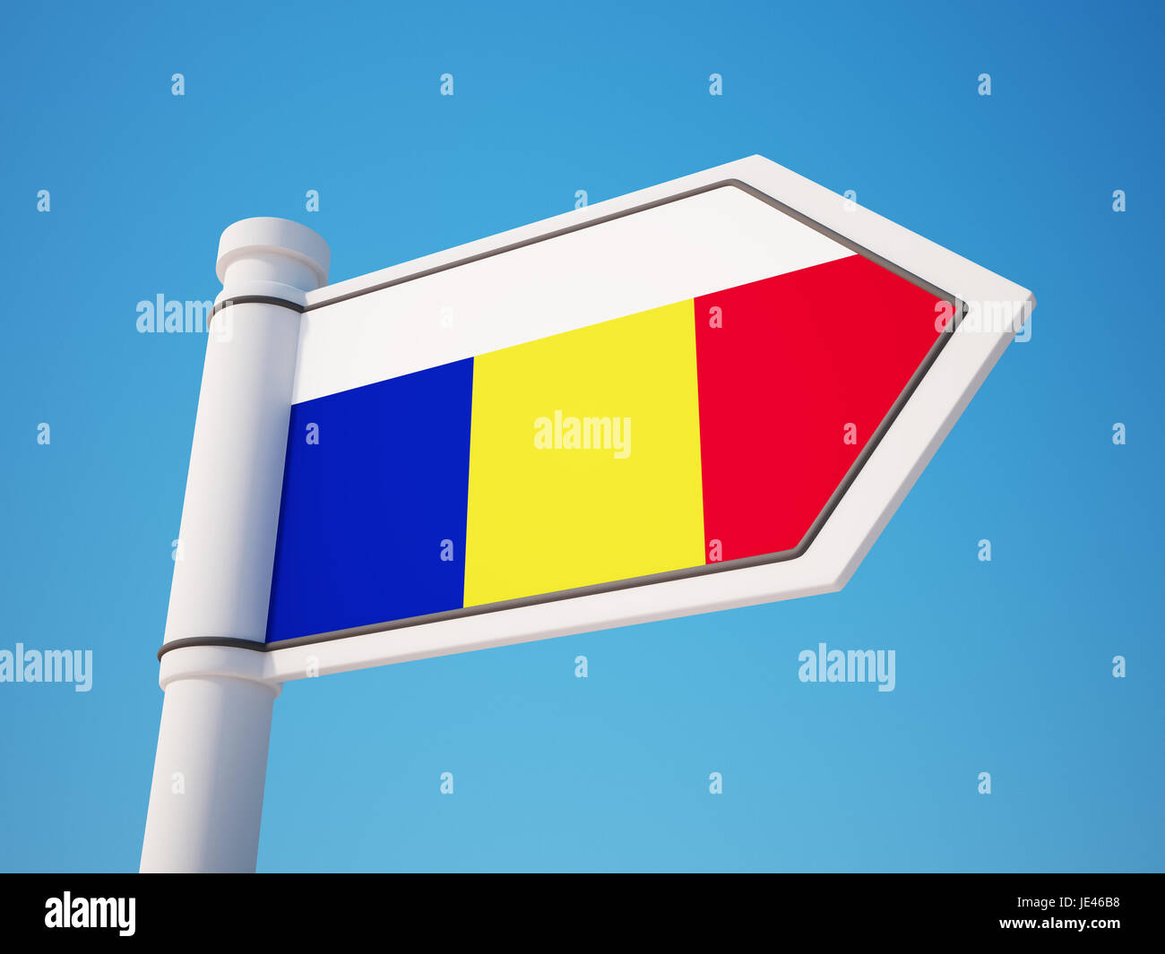 Romania Flag Sign isolated on sky Stock Photo - Alamy