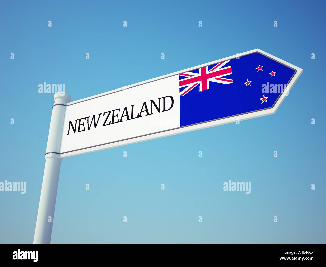 New Zealand Flag Sign isolated on sky Stock Photo - Alamy