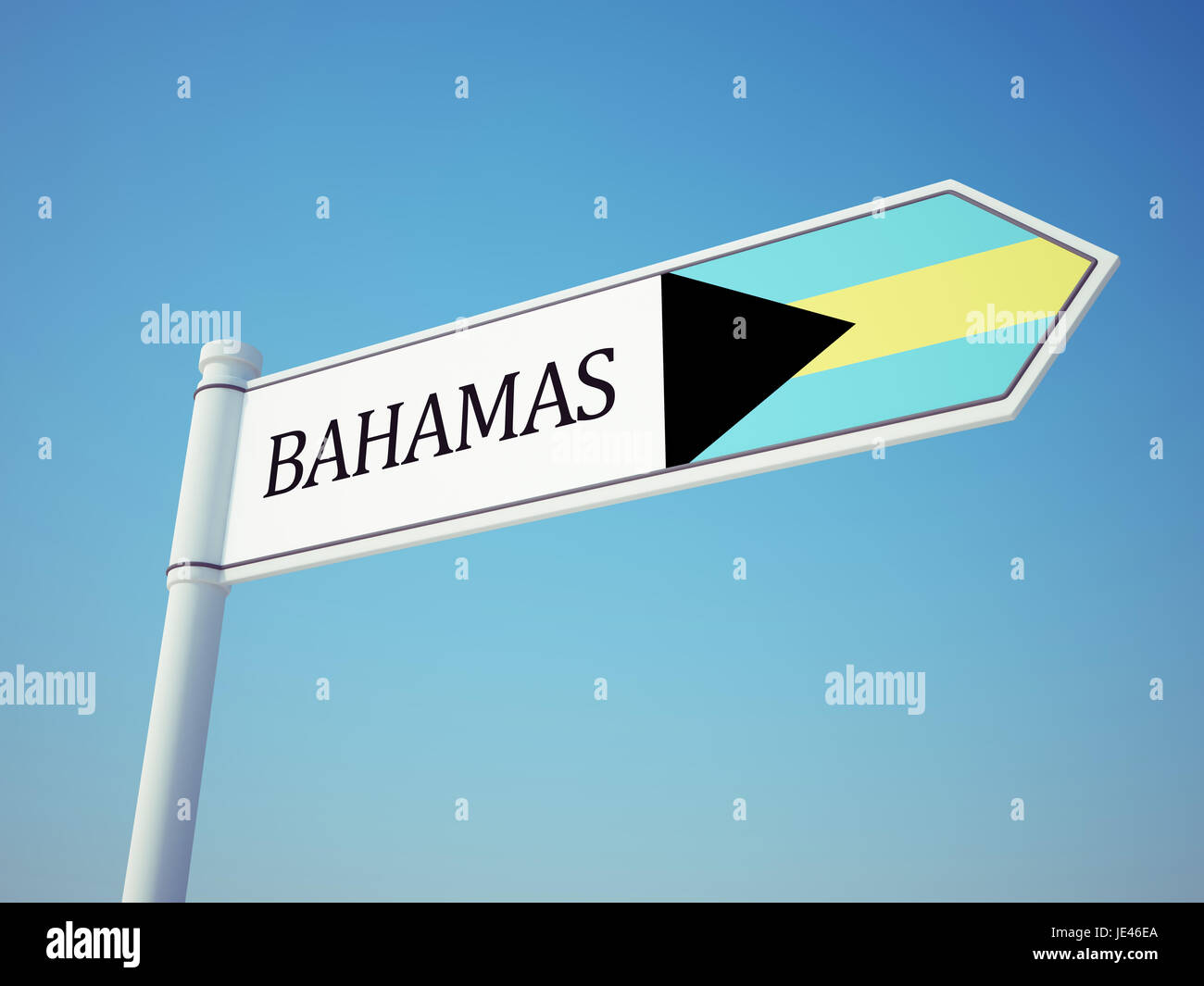 Bahamas Flag Sign isolated on sky Stock Photo - Alamy