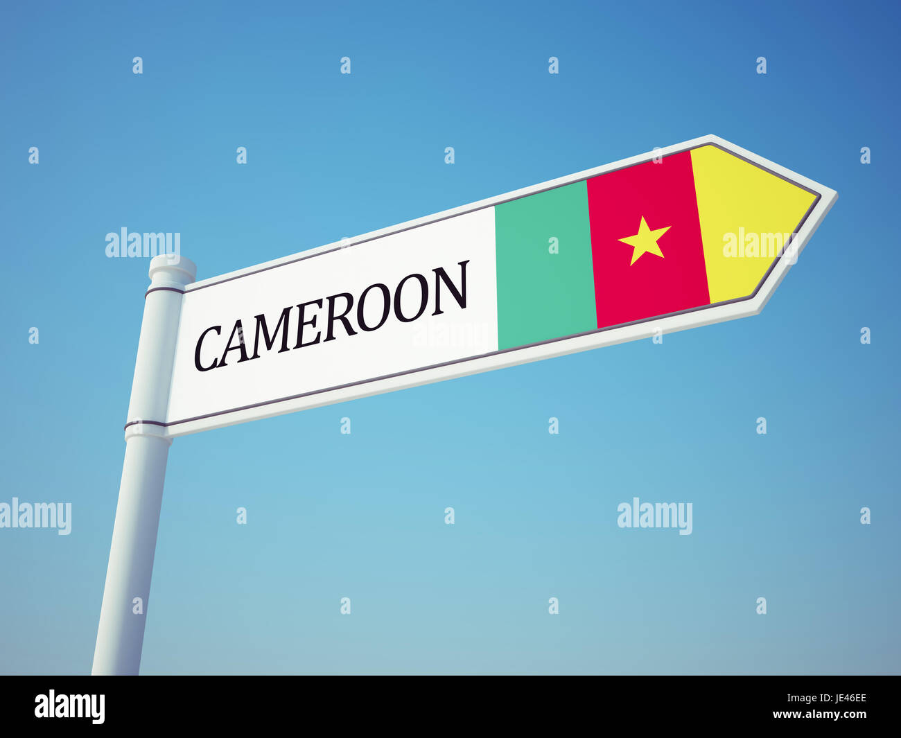 Cameroon Flag Sign isolated on sky Stock Photo - Alamy