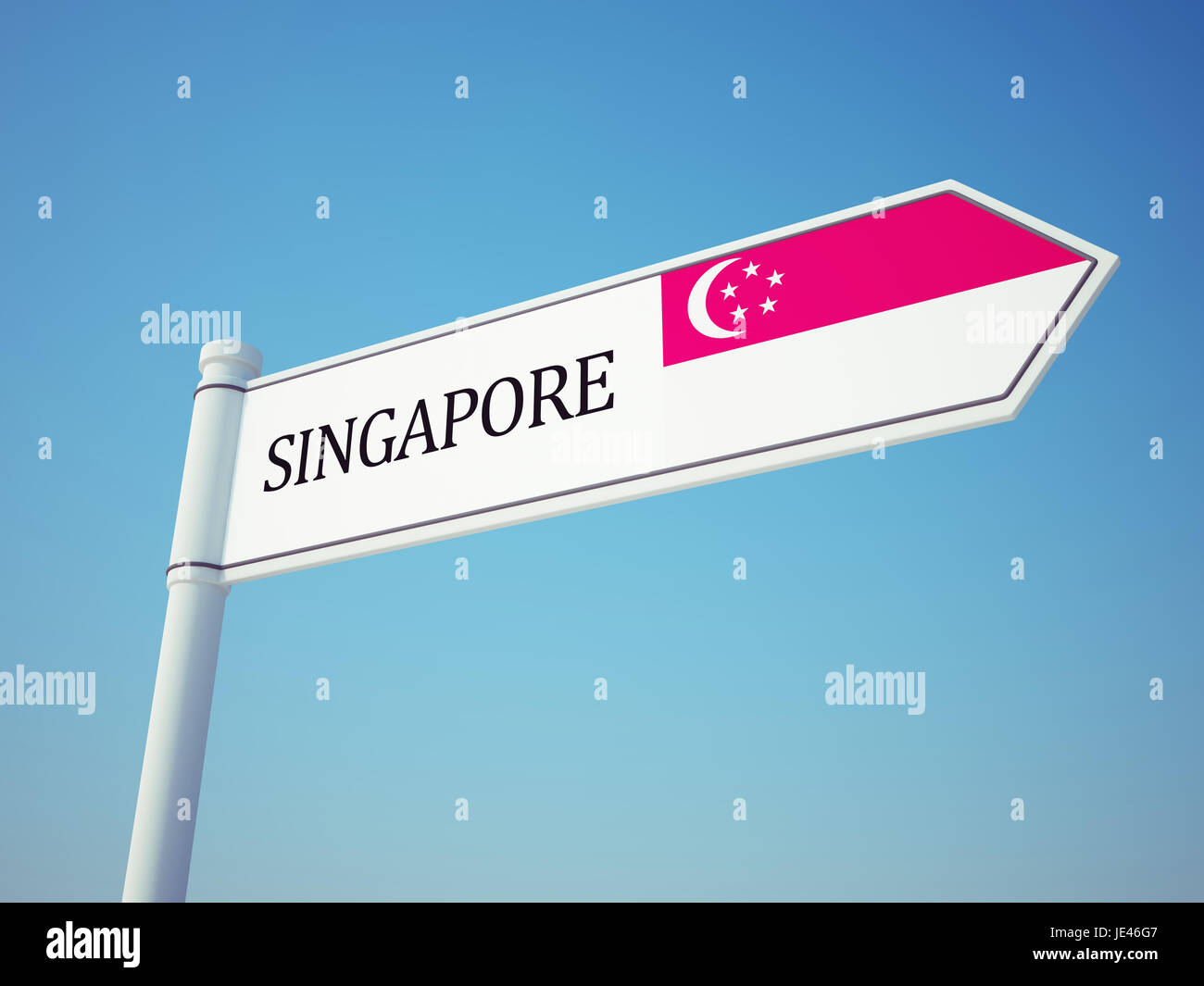 Singapore Flag Sign isolated on sky Stock Photo - Alamy