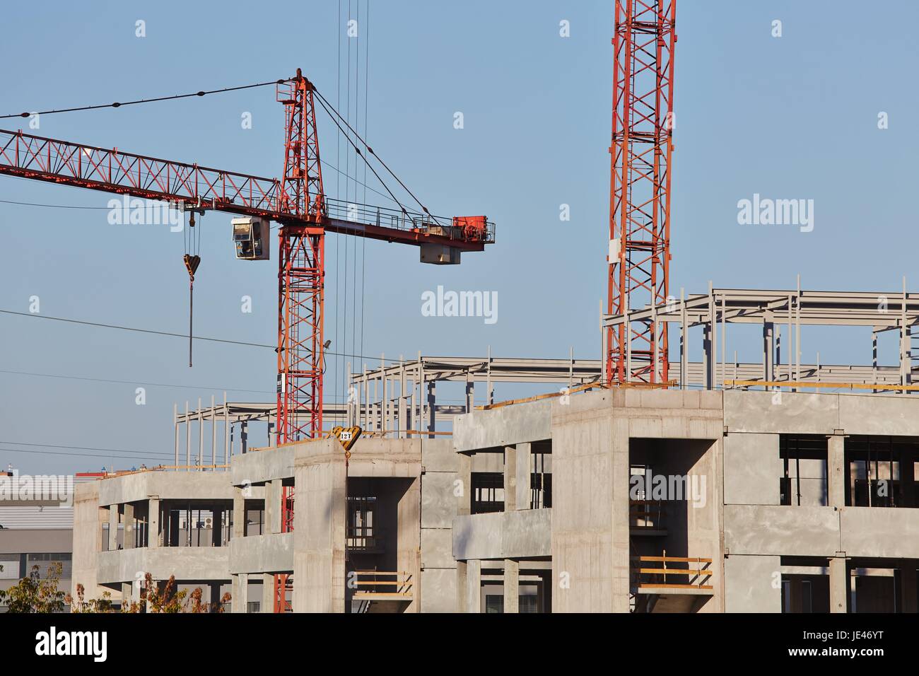 Building construction with tower cranes Stock Photo - Alamy