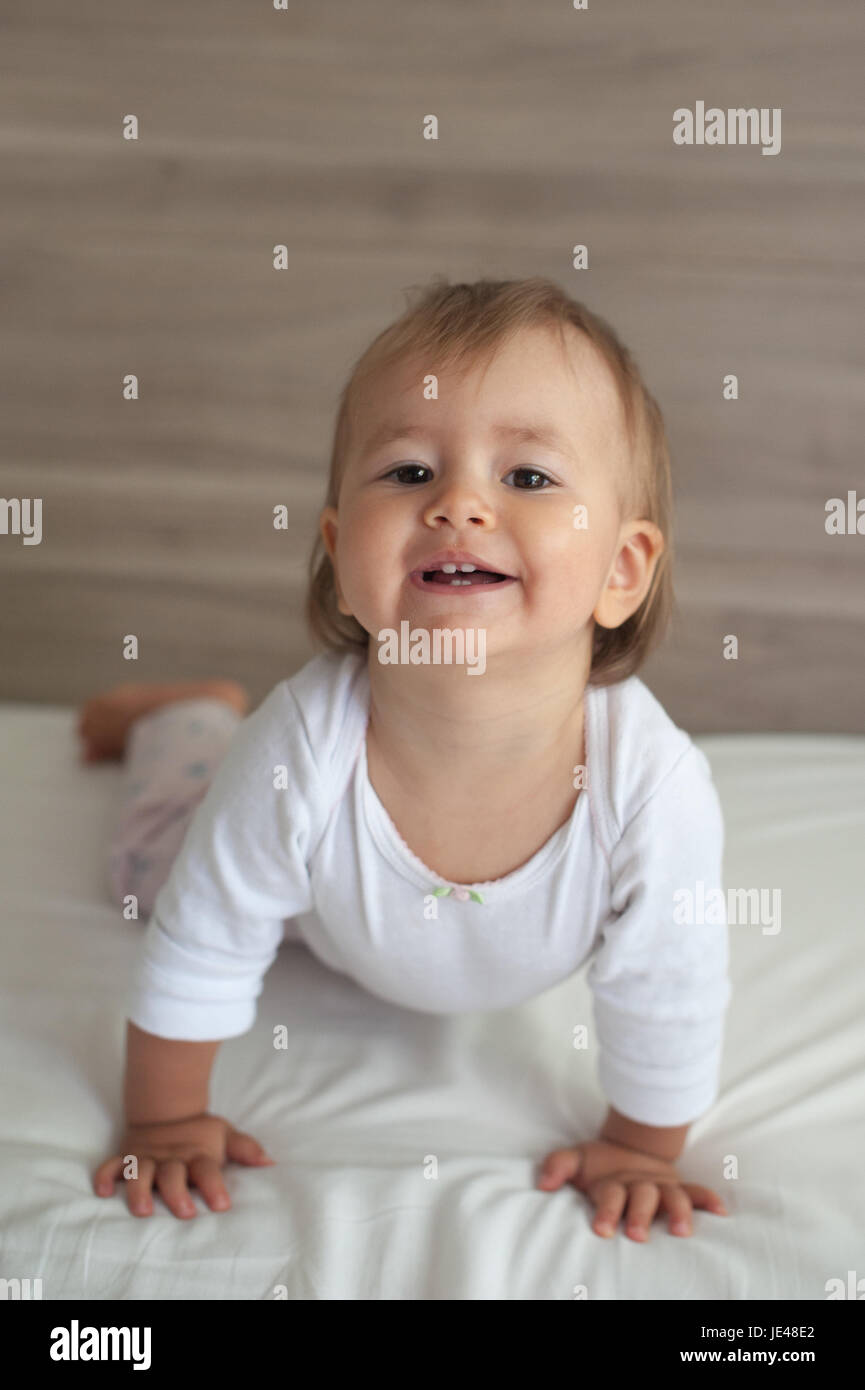Friendly one year old baby smiling Stock Photo - Alamy