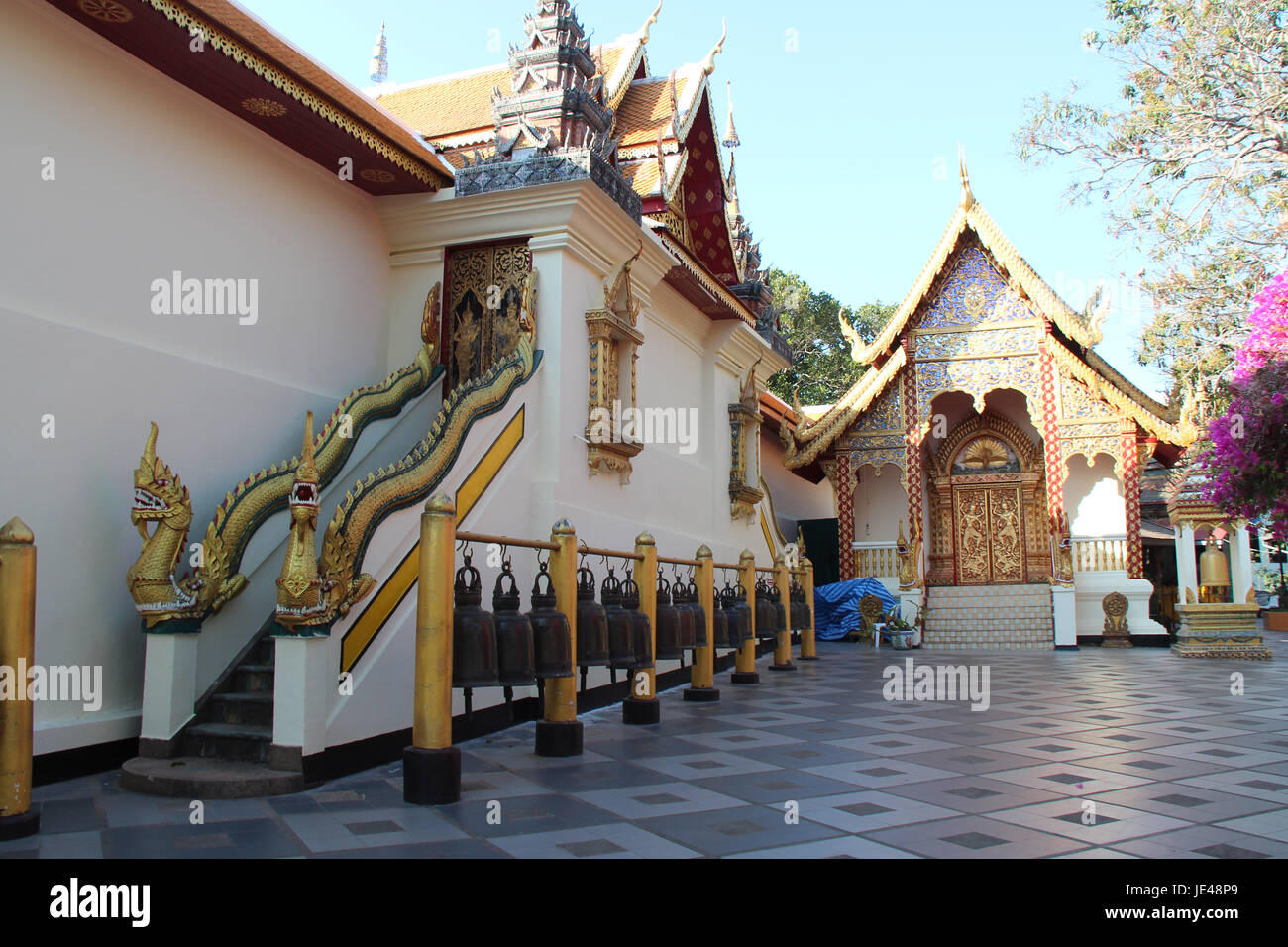 Buddhist temple (Wat Doi Suthep) in Chiang Mai (Thailand Stock Photo ...