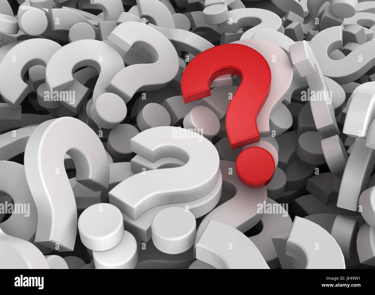 Many questions with unique one. 3d illustration Stock Photo - Alamy