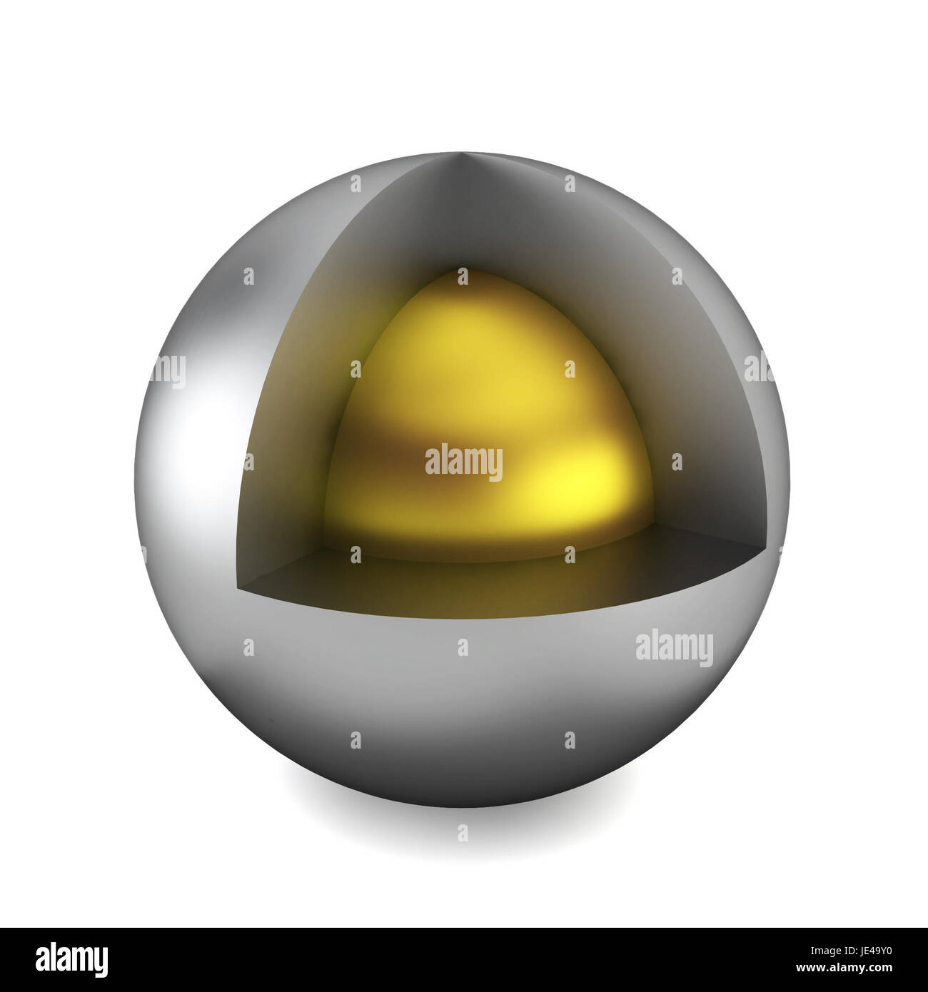 Cross section of sphere. 3d illustration on white background Stock ...