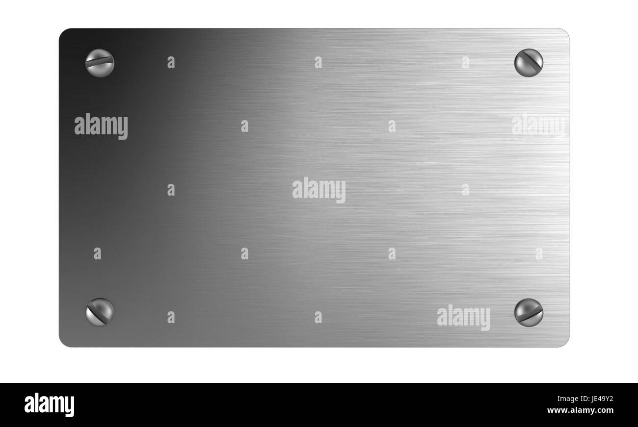 Metal plate. 3d illustration on white background Stock Photo - Alamy