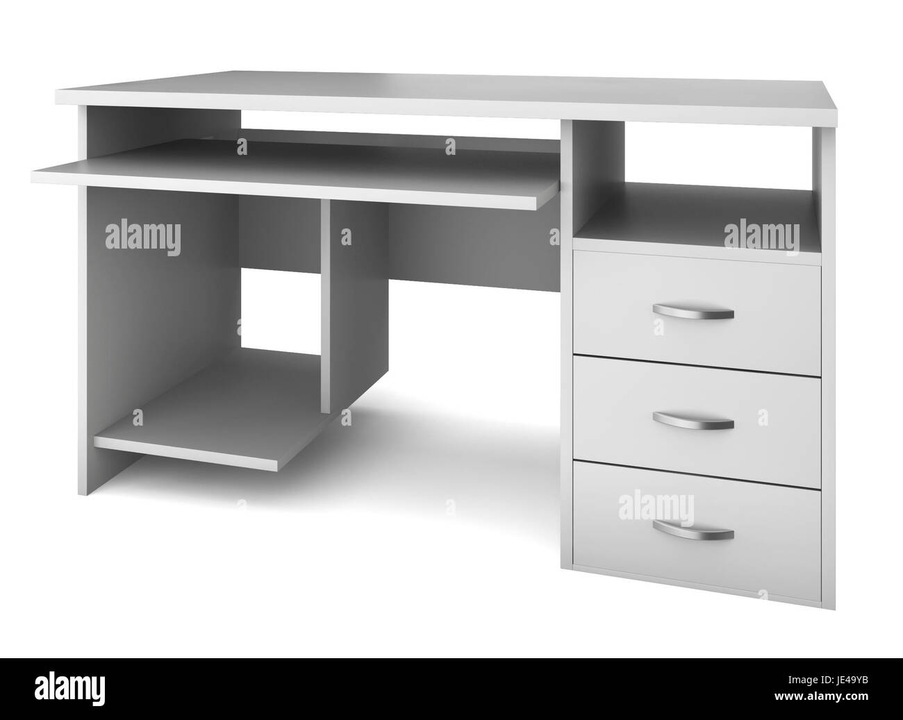 Computer table. 3d illustration on white background Stock Photo - Alamy