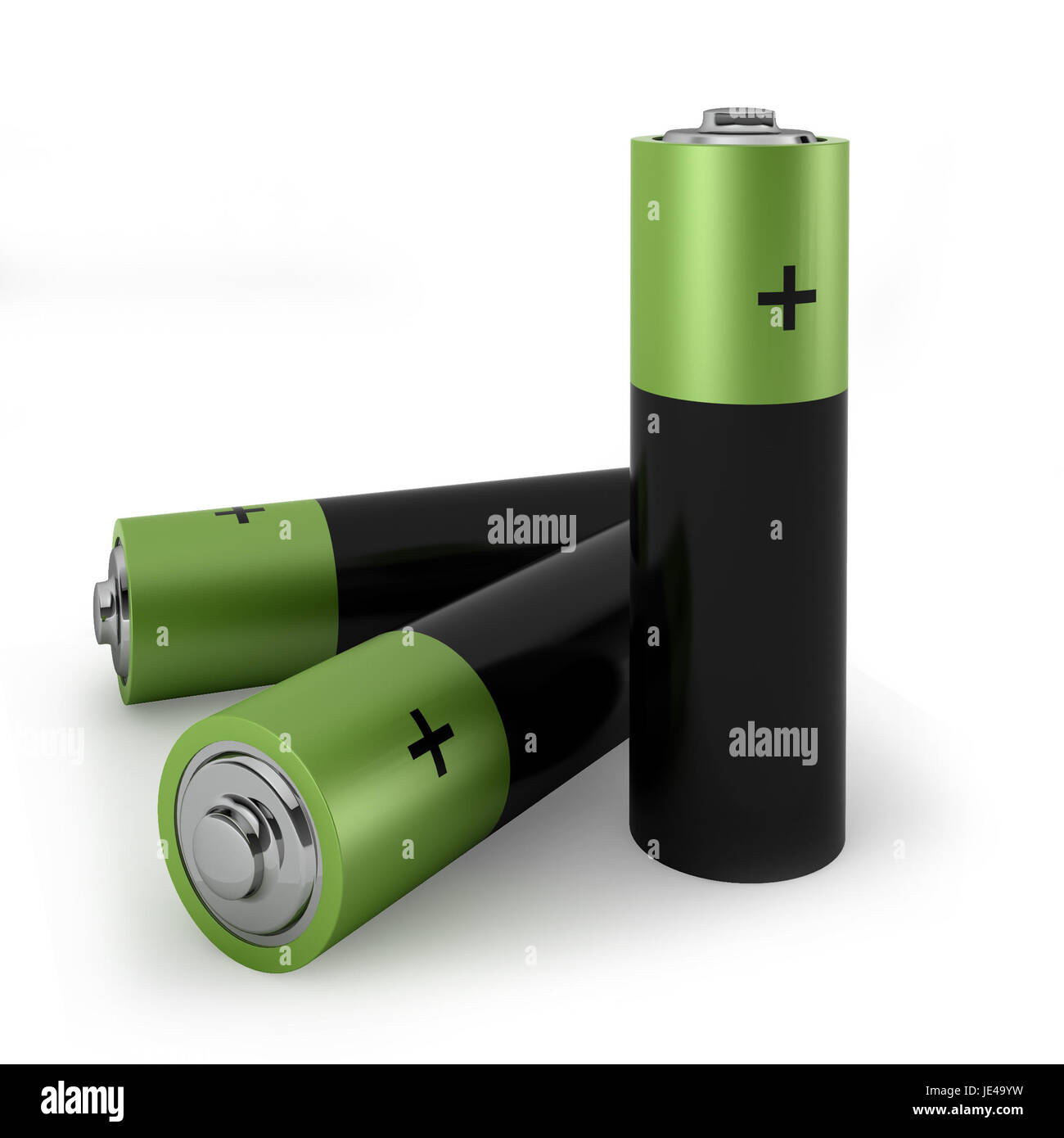 three batteries - 3d render on white Stock Photo - Alamy